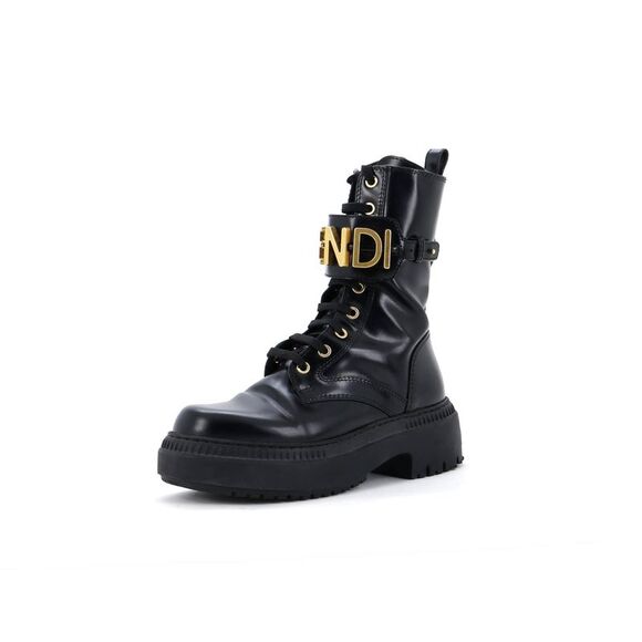 Fendi | Shoes | Fendi Womens Fendigraphy Biker Combat Boots Leather ...